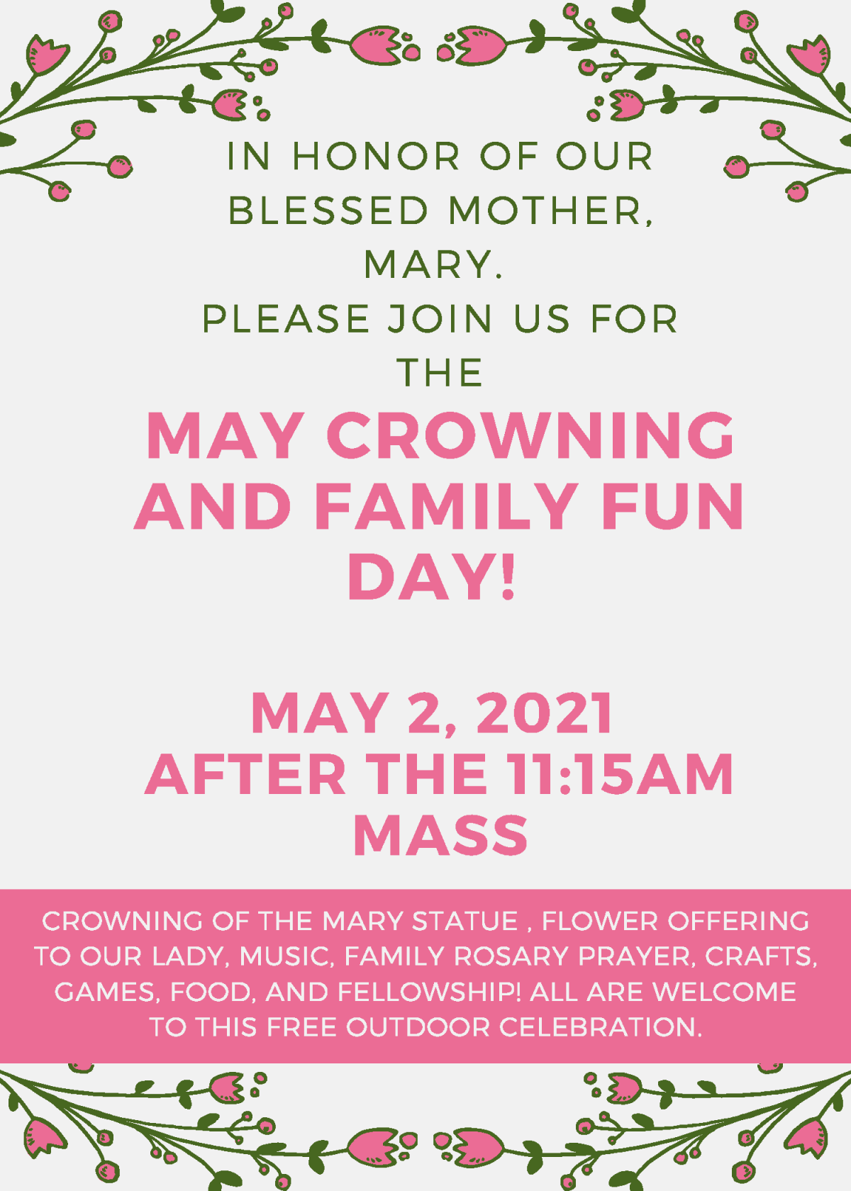 May Crowning Flyer – Holy Faith Catholic Church